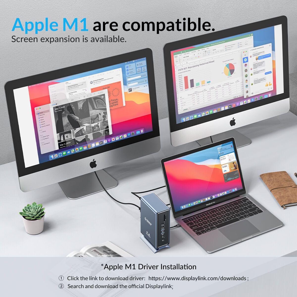 Factory Usb-c Triple Monitor Docking Station For Mac Os/windows,pd 100w ...