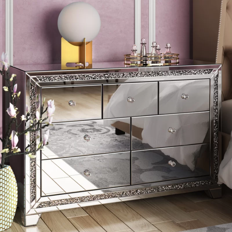 Crushed mirror dresser store