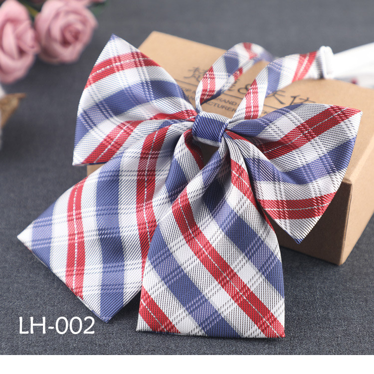 Women Fashion Polyester Stripe Bowtie Korea Japan Style Cosplay Costume ...