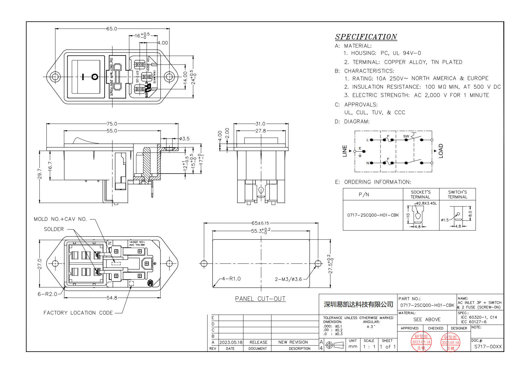 Buy Wholesale China Hot Selling 10a 250v Iec C14 Double Fuse Ac ...
