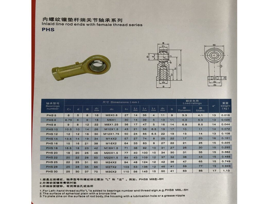 Wholesale Fish Eye Bearing Ball Joint Rod End Bearings Phs12 - Buy ...