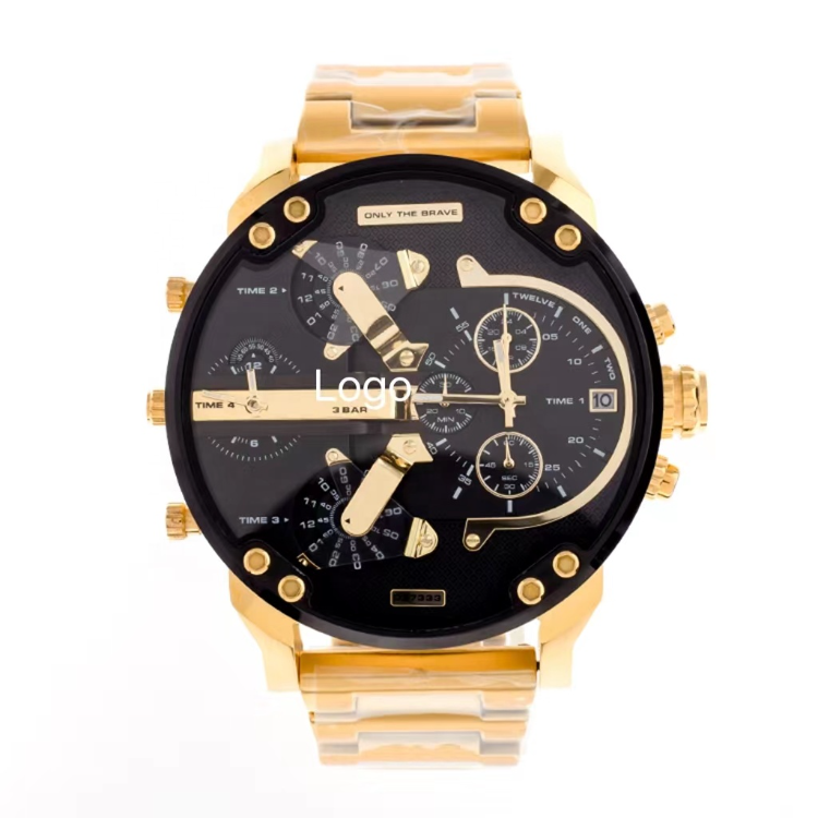 New Arrivals Original Dz Big Black Dial Gold Tone Stainless Steel ...