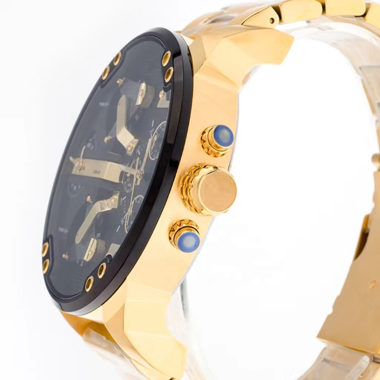 New Arrivals Original Dz Big Black Dial Gold Tone Stainless Steel ...