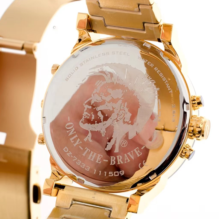 New Arrivals Original Dz Big Black Dial Gold Tone Stainless Steel ...