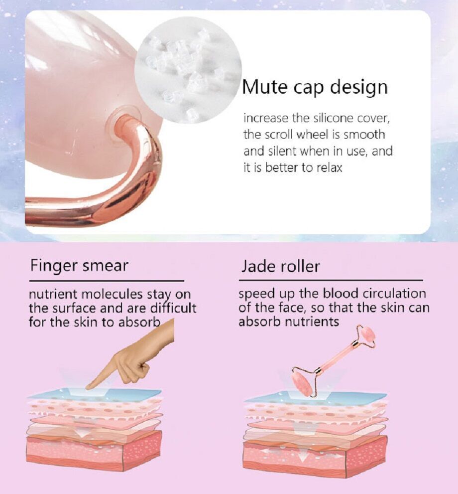 Buy Wholesale China Custom Logo Natural Rose Quartz Jade Face Roller Gua Sha Tool Set And Jade