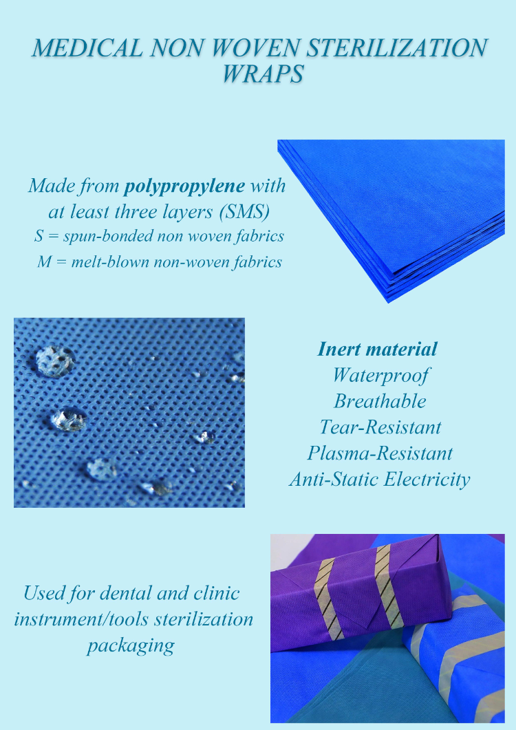 Sms Nonwoven Fabric Cellulose For Steam Eo Sterilization Medic Crepe Paper Sterilization Wraps ...