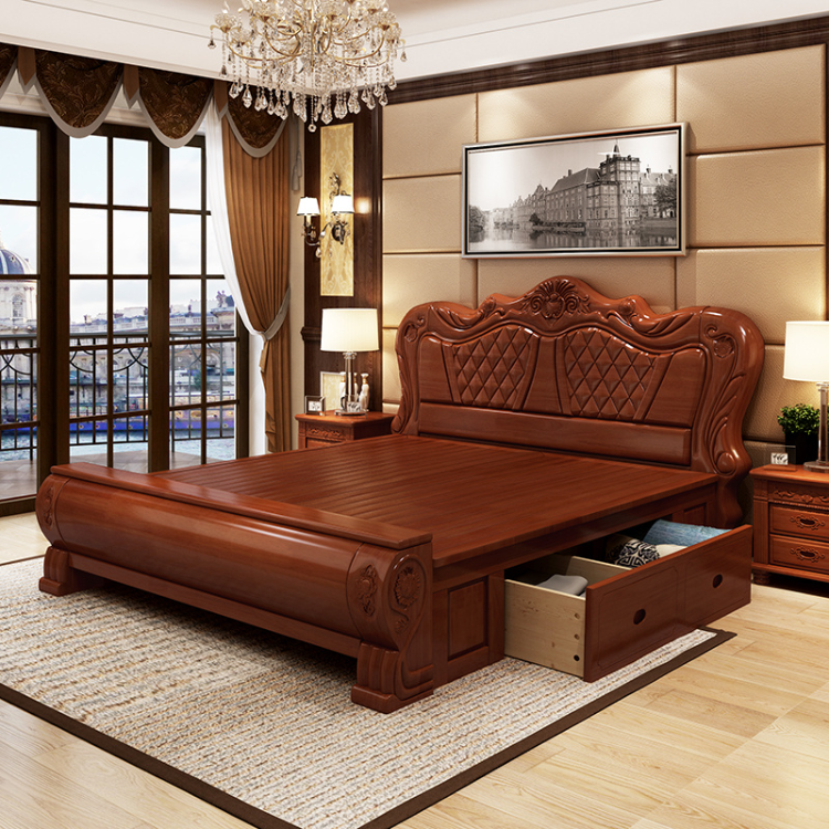 Buy Wholesale China Custom Solid Wood European Bed Double Bed 2.2m King ...