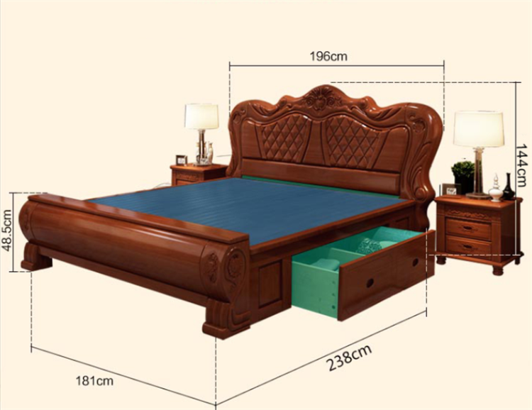 Buy Wholesale China Custom Solid Wood European Bed Double Bed 2.2m King ...