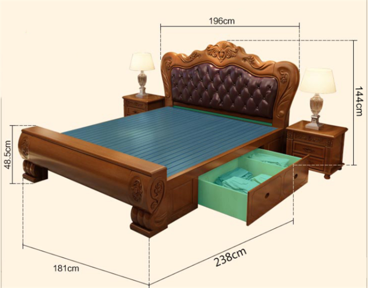Buy Wholesale China Custom Solid Wood European Bed Double Bed 2.2m King ...