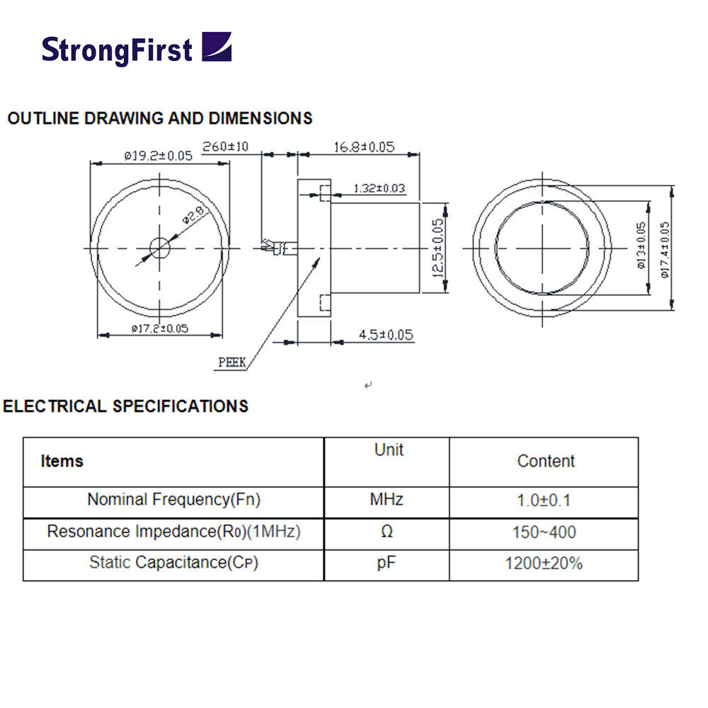 1mhz Piezoelectric Transducer Ultrasonic Sensor For Water Flow Meter ...