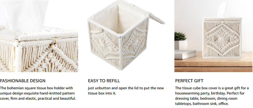 Buy Wholesale China Livelab Tissue Box Cover Boho Decor, Handmade Woven ...