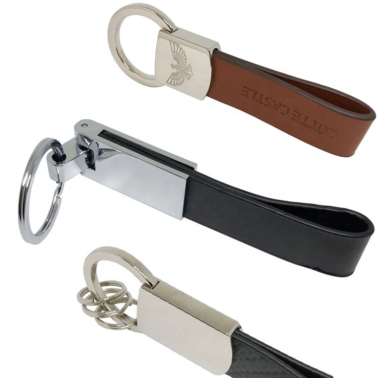 Luxury Custom Logo Metal Car Brand Blank Genuine Pu Leather Key Chains ...