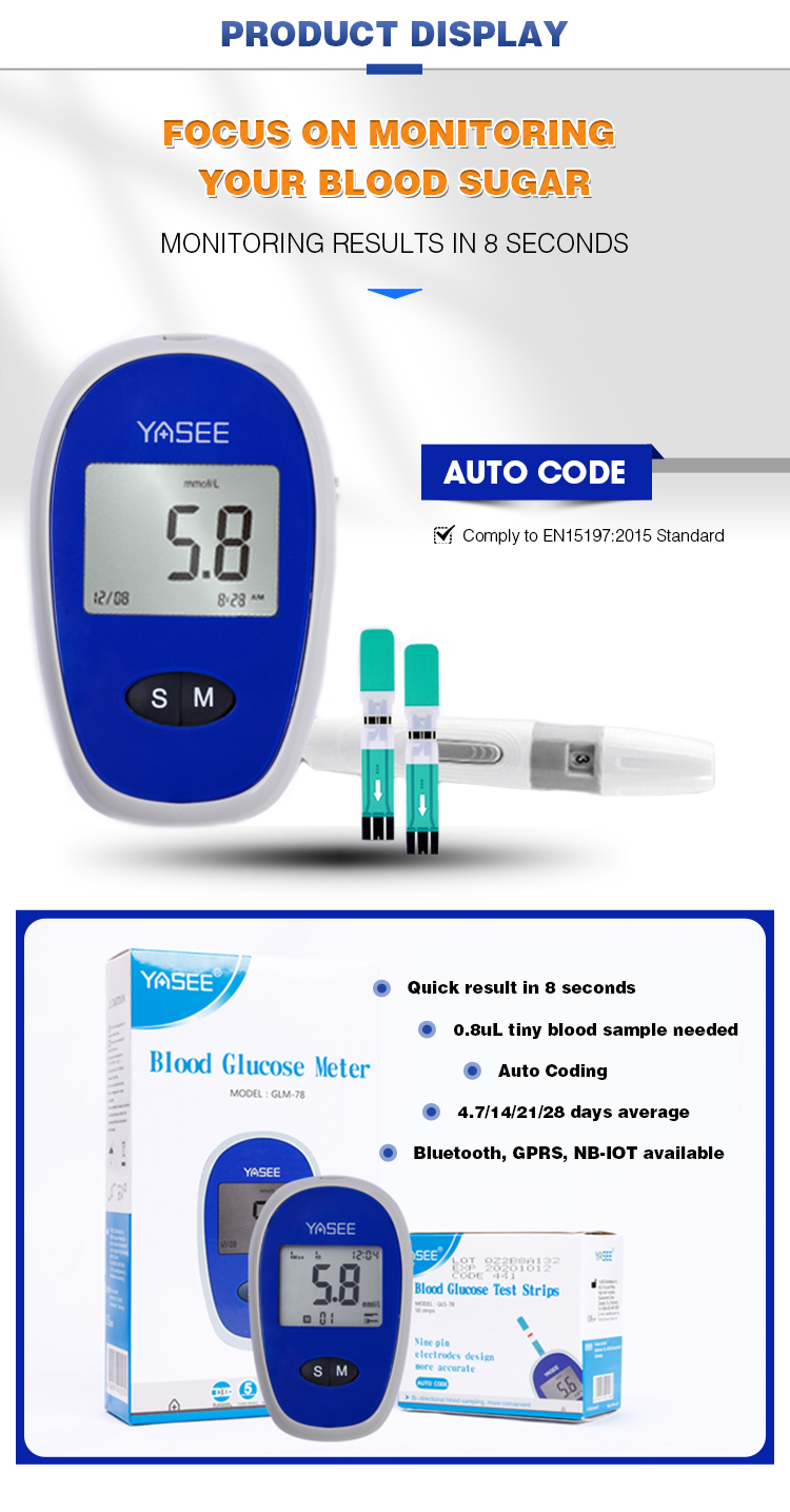Auto-coding Digital Diabetic Blood Sugar Glucose Chemistry Test Meter ...