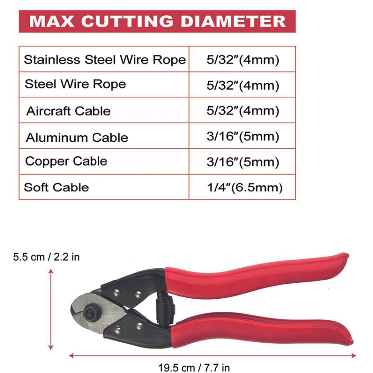 8" Wire Rope Cutter For Diy Projects, Railing, Decking, Wire Seals ...