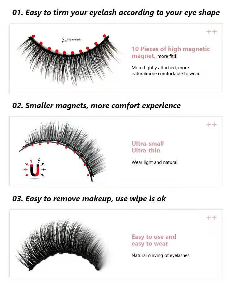 High Quality 5 Pair Natural Magnetic Eyelashes Magnetic Eyeliner ...