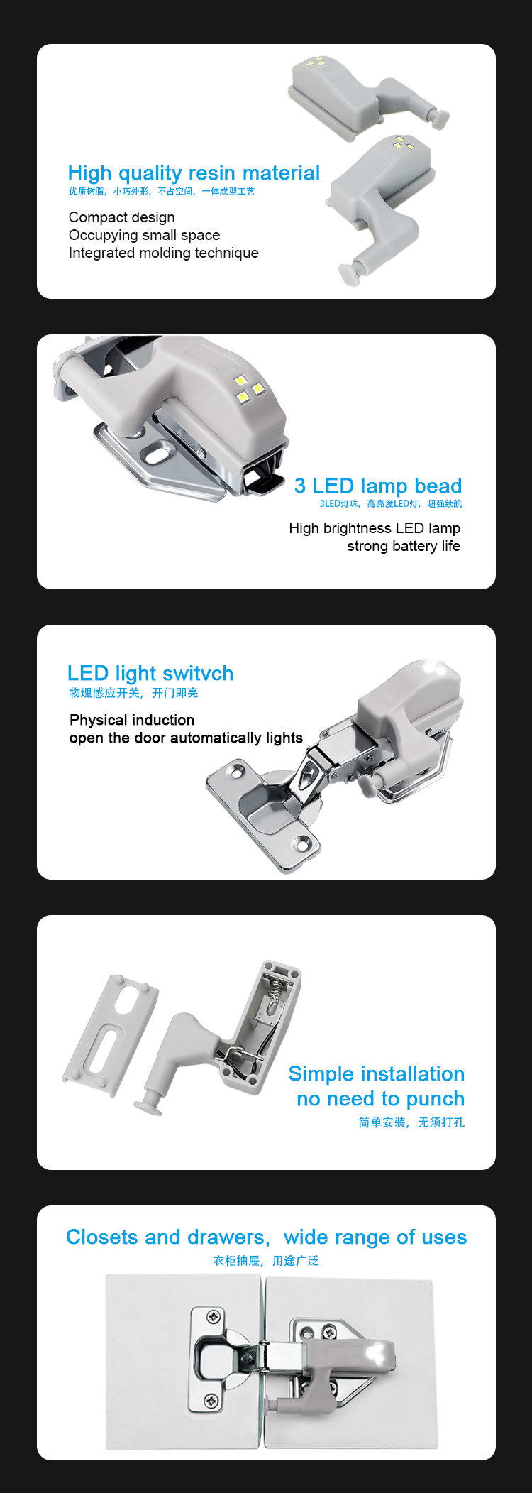Auto Opening Led Inner Hinge Lamp Led Door Hinge Light Cabinet ...