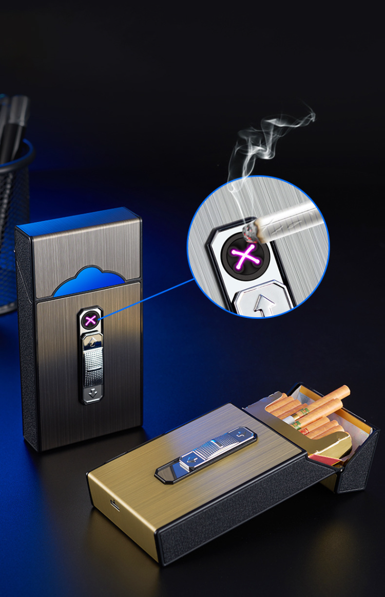 Fine Cigarette Usb Rechargeable Cigarette Box Dual Arc Lighter 20 ...