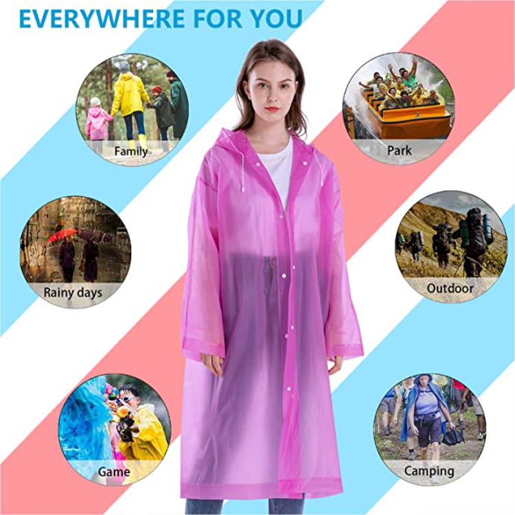 Waterproof Long Translucent Rain Ponchos For Adults Reusable Eva ...