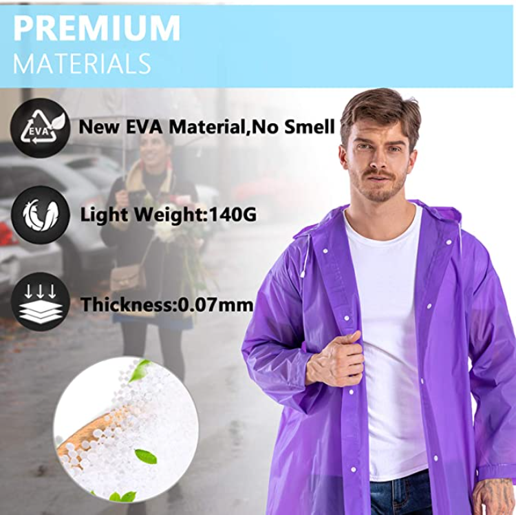 Waterproof Long Translucent Rain Ponchos For Adults Reusable Eva ...