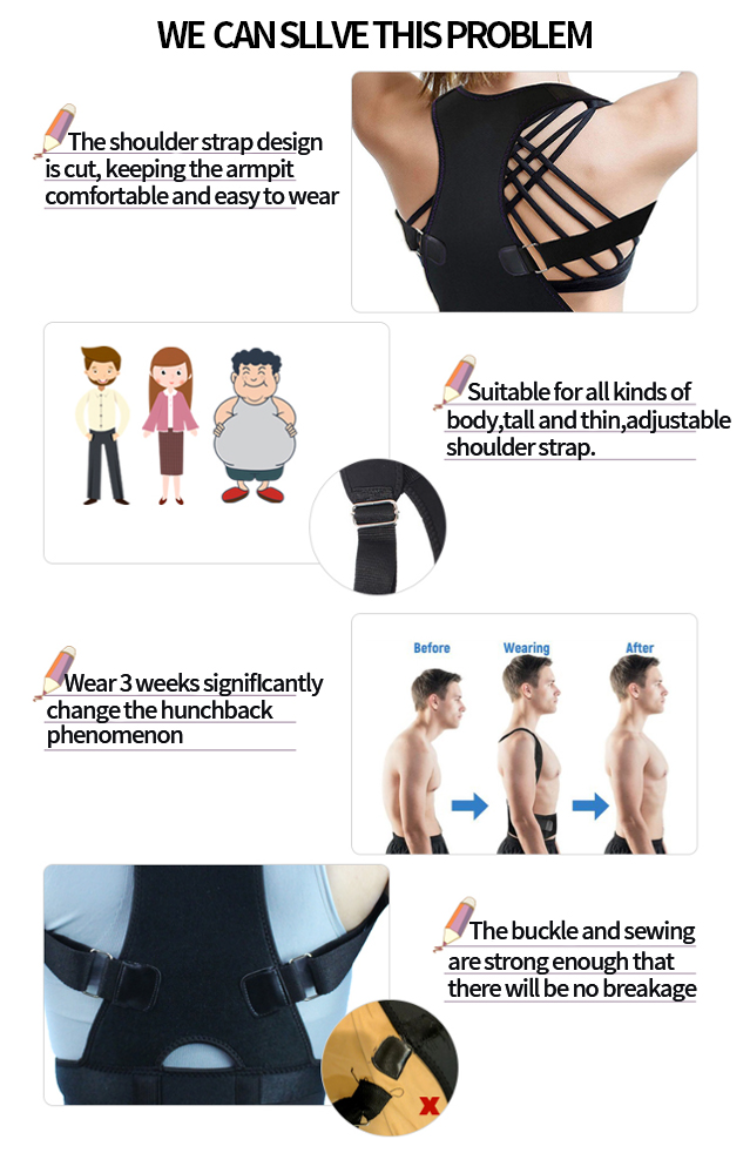 Back Posture Shoulder Support Brace Corrector Pain Relief, Back ...