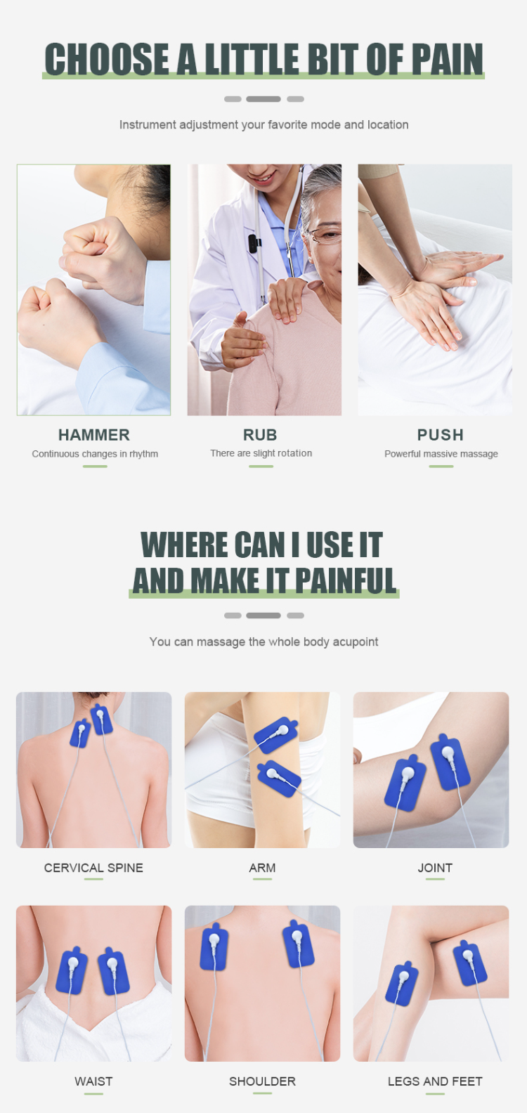 Ems Muscle Stimulator Tens Machine Massage Period Pain Relief Electrode ...