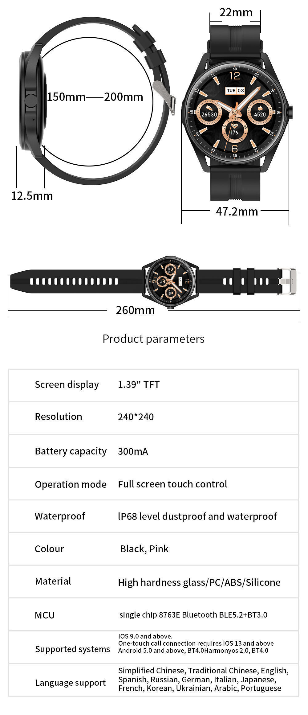 Buy Wholesale China Ultra Watch 1.39inch Tft Full Touch Round Screen ...