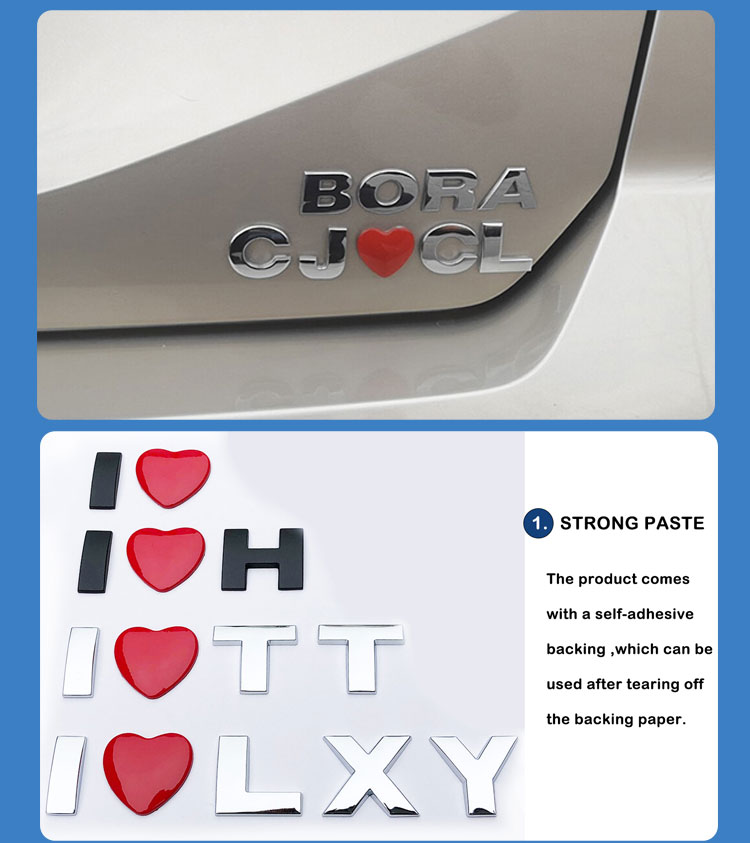 Custom Metallic Labels Waterproof Transfer Metal Letters 3d Embossed ...