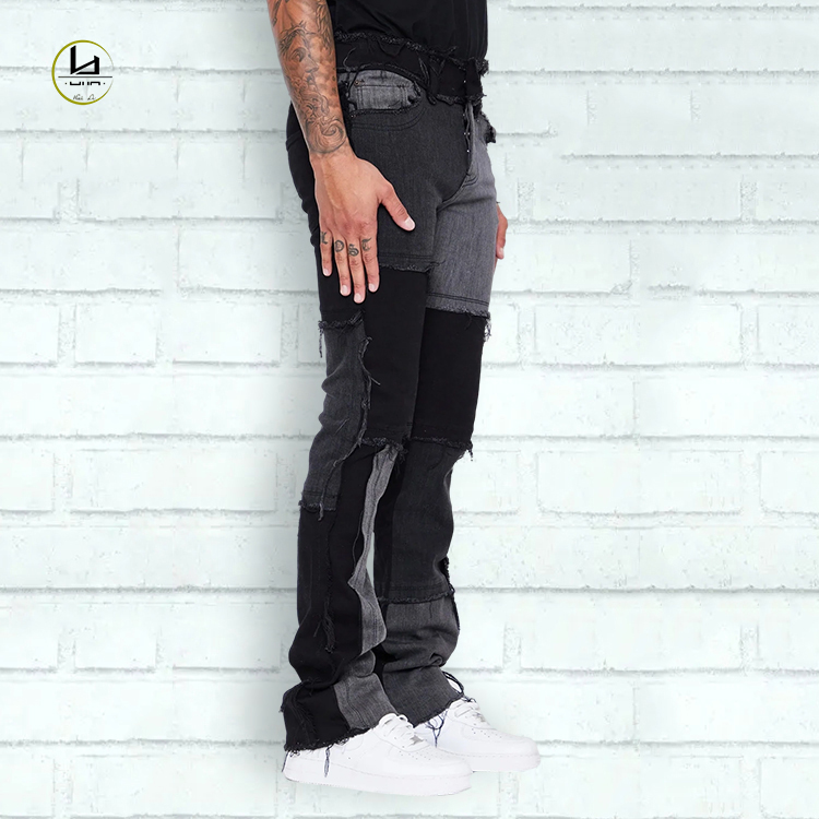 Huili Men's Fashion Casual Style Denim Pants Factory Sale Raw Edge Two ...