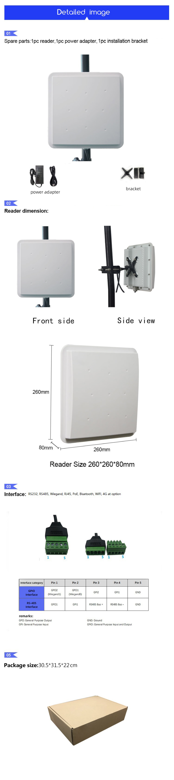 Rs485 Rj45 8-15m Long Range 8dbi Antenna Rs232 Wiegand Parking Management System Uhf Rfid Reader ...
