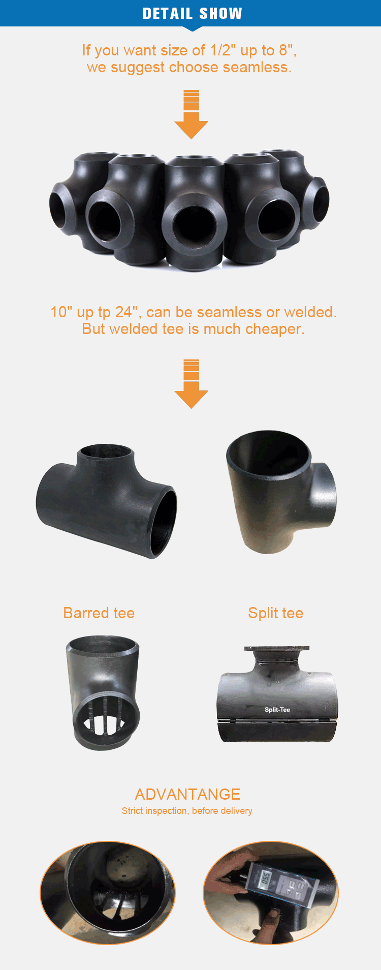 Asme B16.9 Carbon Steel A105 A234wpb Butt Weld Seamless Sch40 Sch80 ...