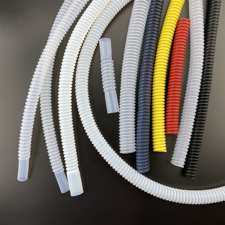 Customized Flexible Ptfe Plastic Corrugated Hose Bellows Tube Pipe Convoluted Tubing, Corrugated ...
