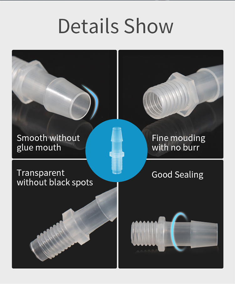 1/4-28unf/m8/m10 Pipe Fittings Male Thread To Barb Plastic ...