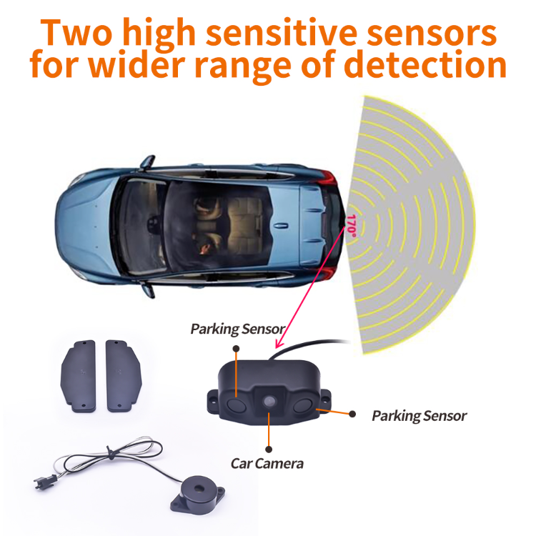 3 In 1 Vehicle Backup Camera Video Parking Sensor Car Reverse Backup ...