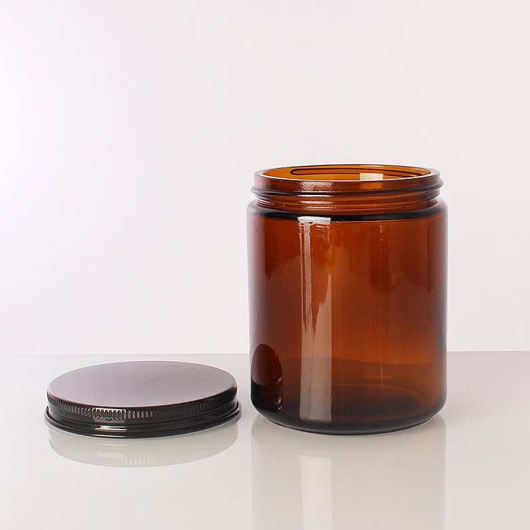 Wholesale Amber Glass Jar, Wide Mouth Brown Glass Bottle With Black ...