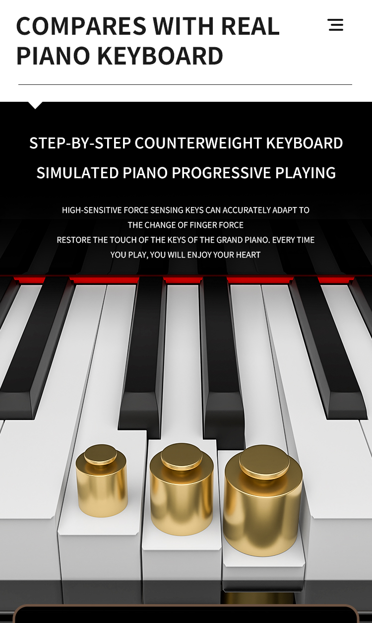 Musical Instruments Upright Piano Keyboard Kick Piano 88 Key Digital ...