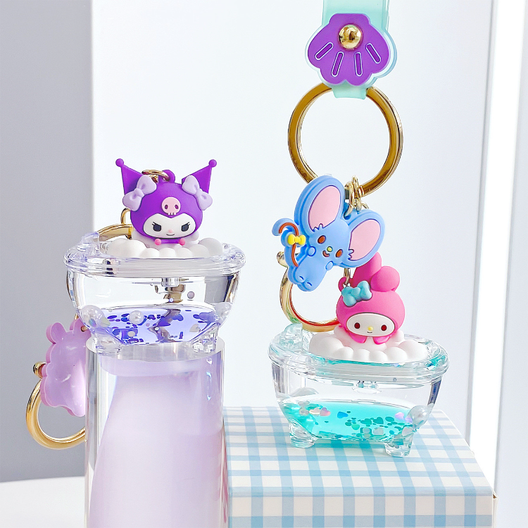Wholesale Transparent Acrylic Liquid Boba Keychain Glitter Keychain ...