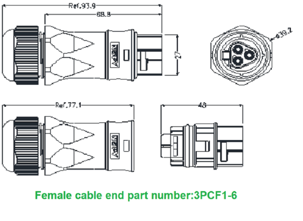 Buy China Wholesale Ac Connector For Inverter 3cores Cable To Cable ...