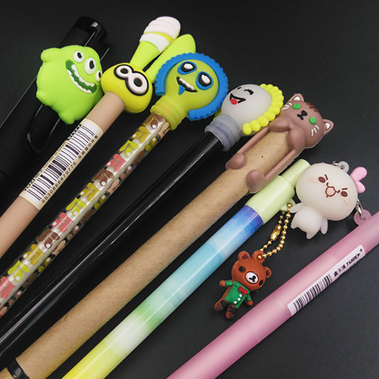 Wholesale Custom Silicone 3d Character Pen Cap Rubber Pvc Ball Pen With ...