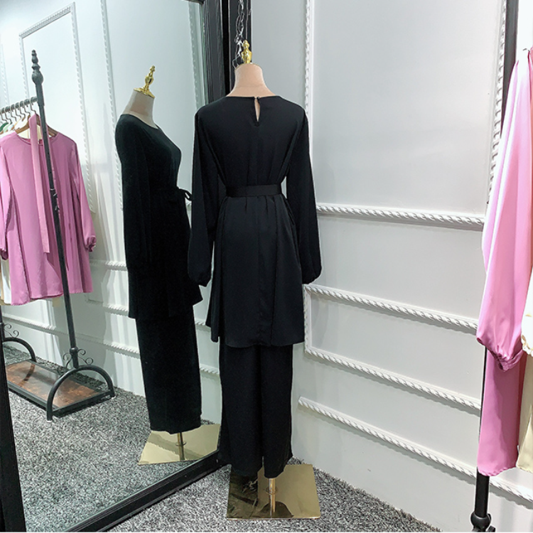 Eid Mubarak Abaya Turkey Hijab Two Piece Muslim Sets Dress Caftan ...