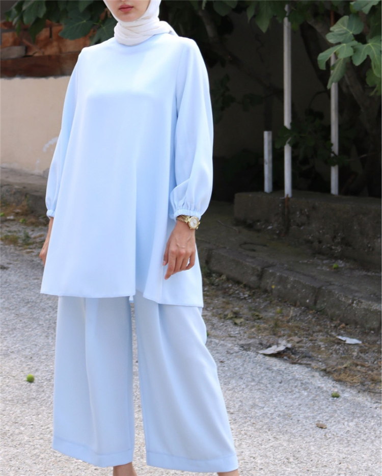 Eid Mubarak Abaya Turkey Hijab Two Piece Muslim Sets Dress Caftan ...