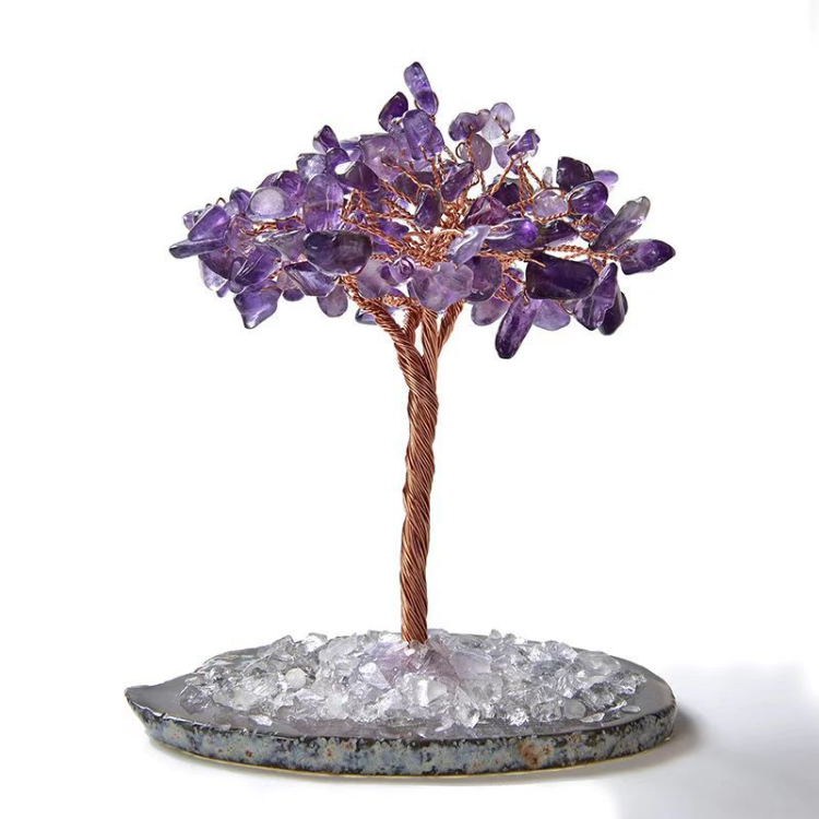 Natural Stone Crystal Tree Of Life Hand Made Lucky Crystal Fortune Tree ...