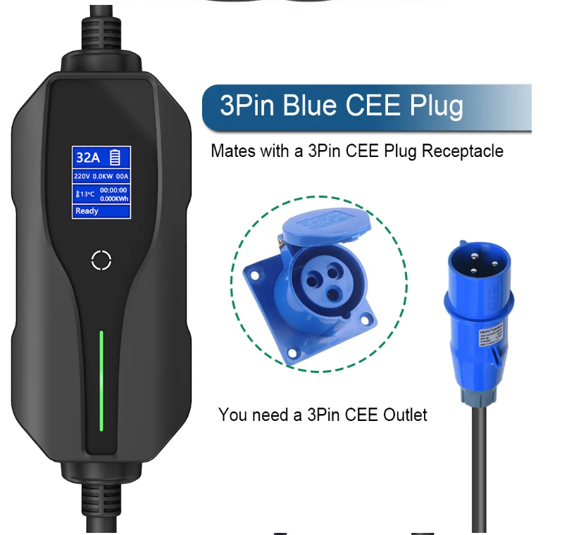 Buy Wholesale China Portable 7kw 32a Lcd Screen Ev Charger Type 1 Type ...