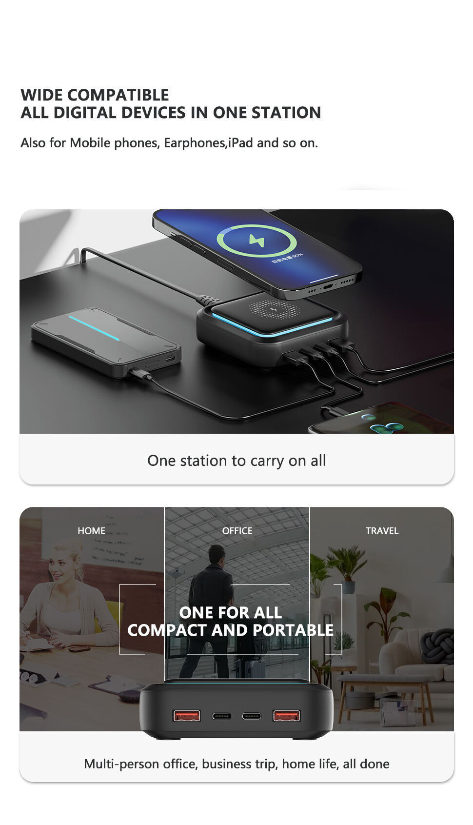 Buy Wholesale China 15w Wireless Charging With 55w Gan Wall Charger ...