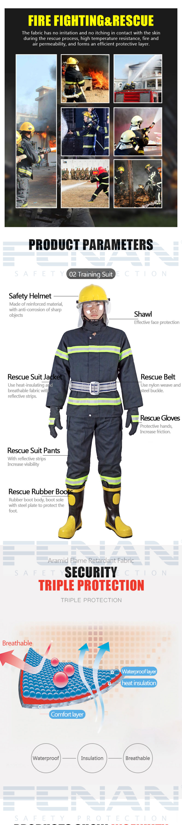 Famous Brand Made In China Firefighter Clothing, Fireproof Suit ...