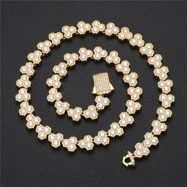 Hip Hop Jewelry 10mm Gold Plated Tennis Link Bracelet Necklace Set ...