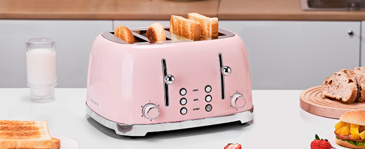 Ascoli With Bagel Defrost Cancel Function, 6 Browning Settings, Pink 4 ...