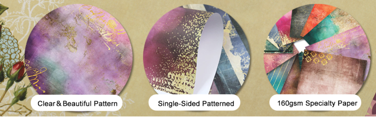 Scrapbook Paper Pack 12x12‘’, Purple Flowers Vintage Pattern Printed ...