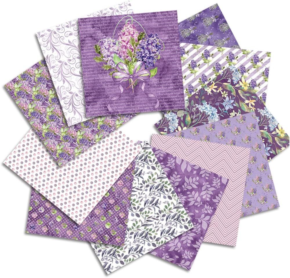Scrapbook Paper Pack 12x12‘’, Purple Flowers Vintage Pattern Printed ...