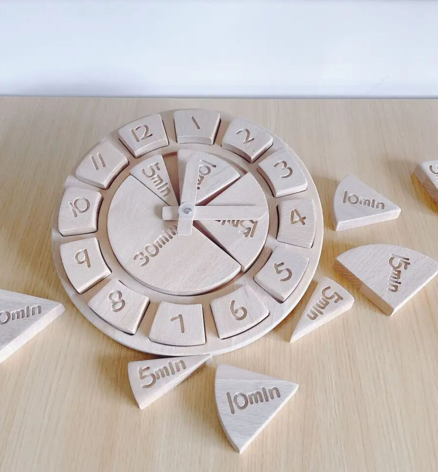 Wooden Clock Building Blocks For Kids Educational Montessori Toys Baby ...