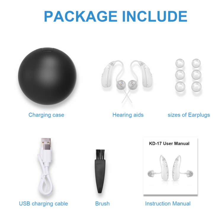 Kunv 16 Channels Rechargeable Bluetooth Digital Bte Hearing Aids ...